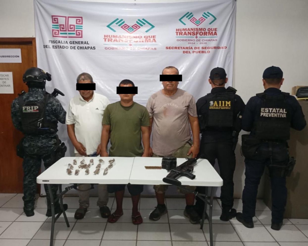 SSP y FGE detienen a seis personas con presunta droga, arma de uso exclusivo y vehículo con ...